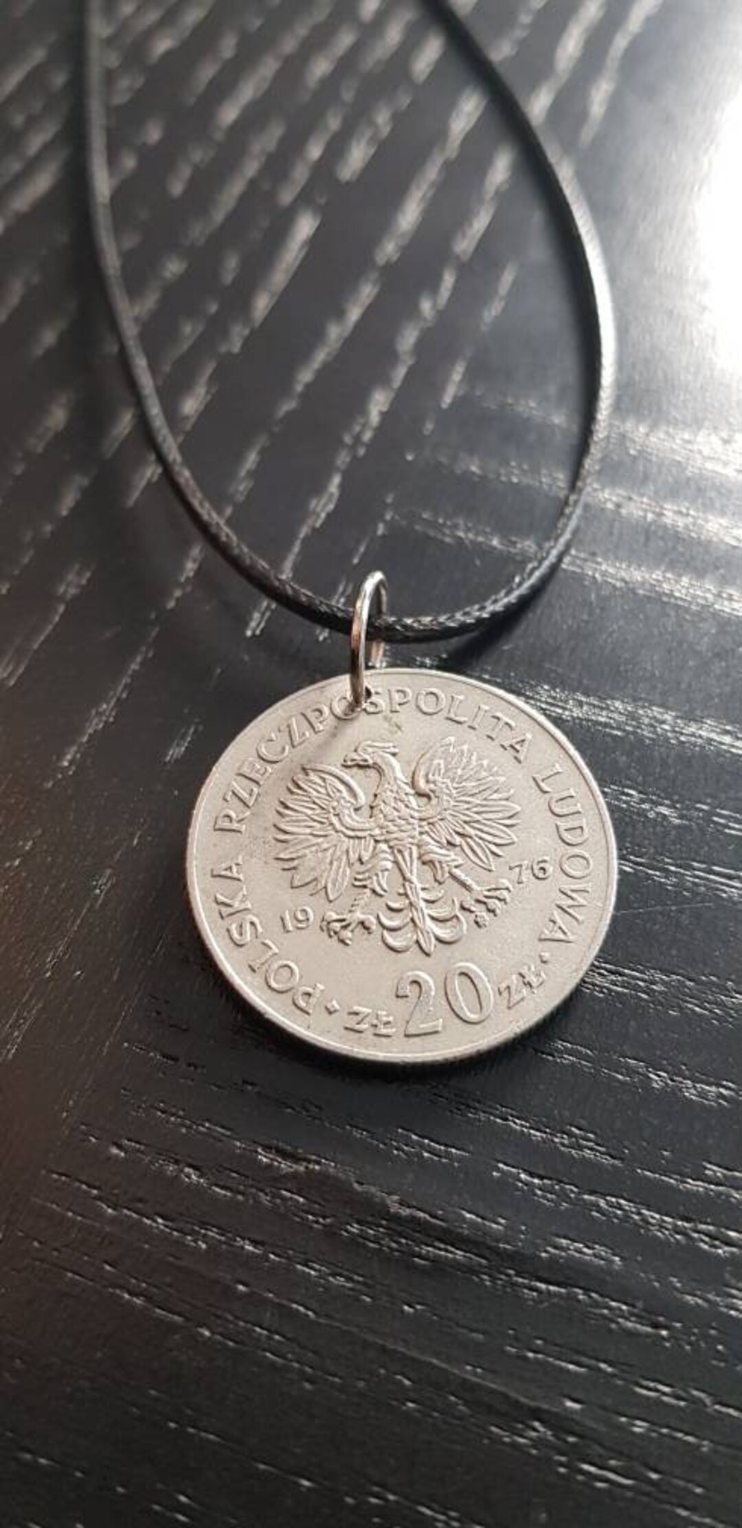 Collier Pièce Pologne 20 Zloty 45 50 cm Cuir Marceli Nowotko Ludowa ...