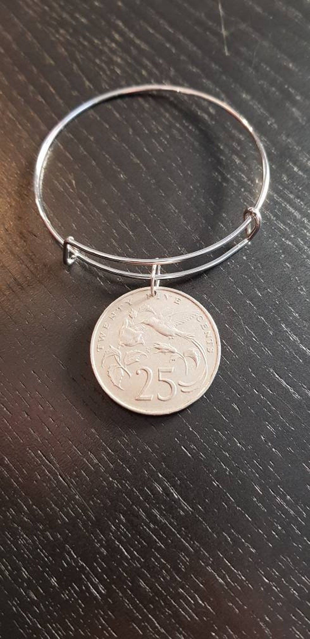 Bangle Coin Jamaica 25 Cents Real Coin Heavy - Etsy