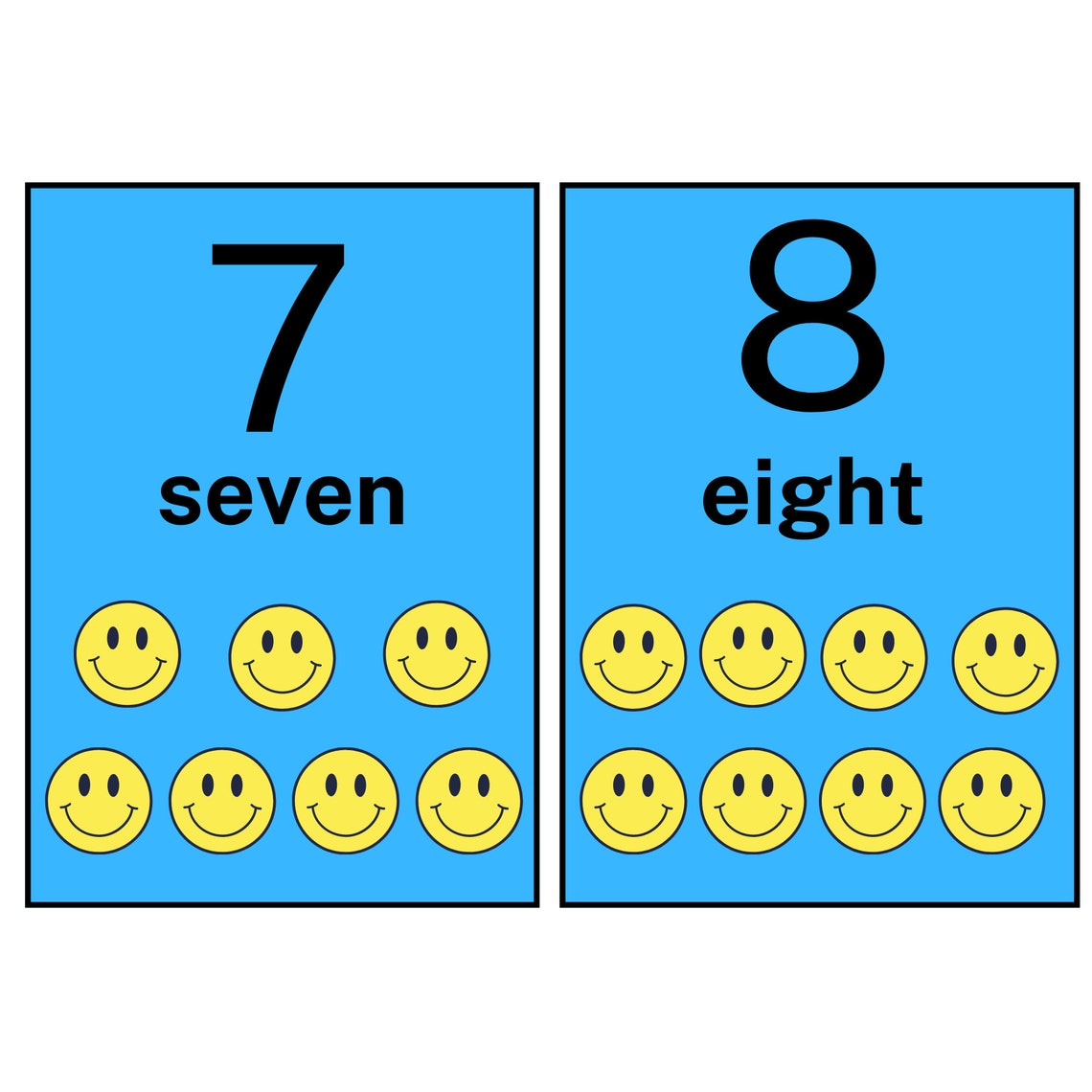 Happy Colorful Number Flashcards - Etsy