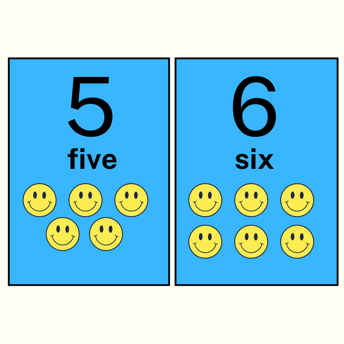 Happy Colorful Number Flashcards - Etsy