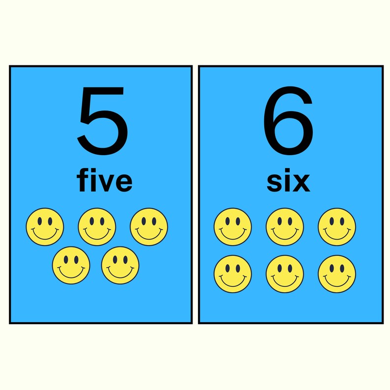 Happy Colorful Number Flashcards - Etsy