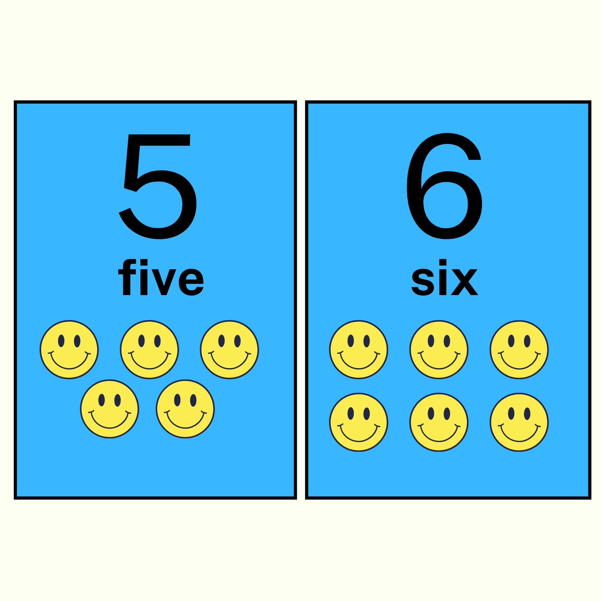 Happy Colorful Number Flashcards - Etsy