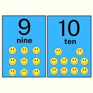 Happy Colorful Number Flashcards - Etsy