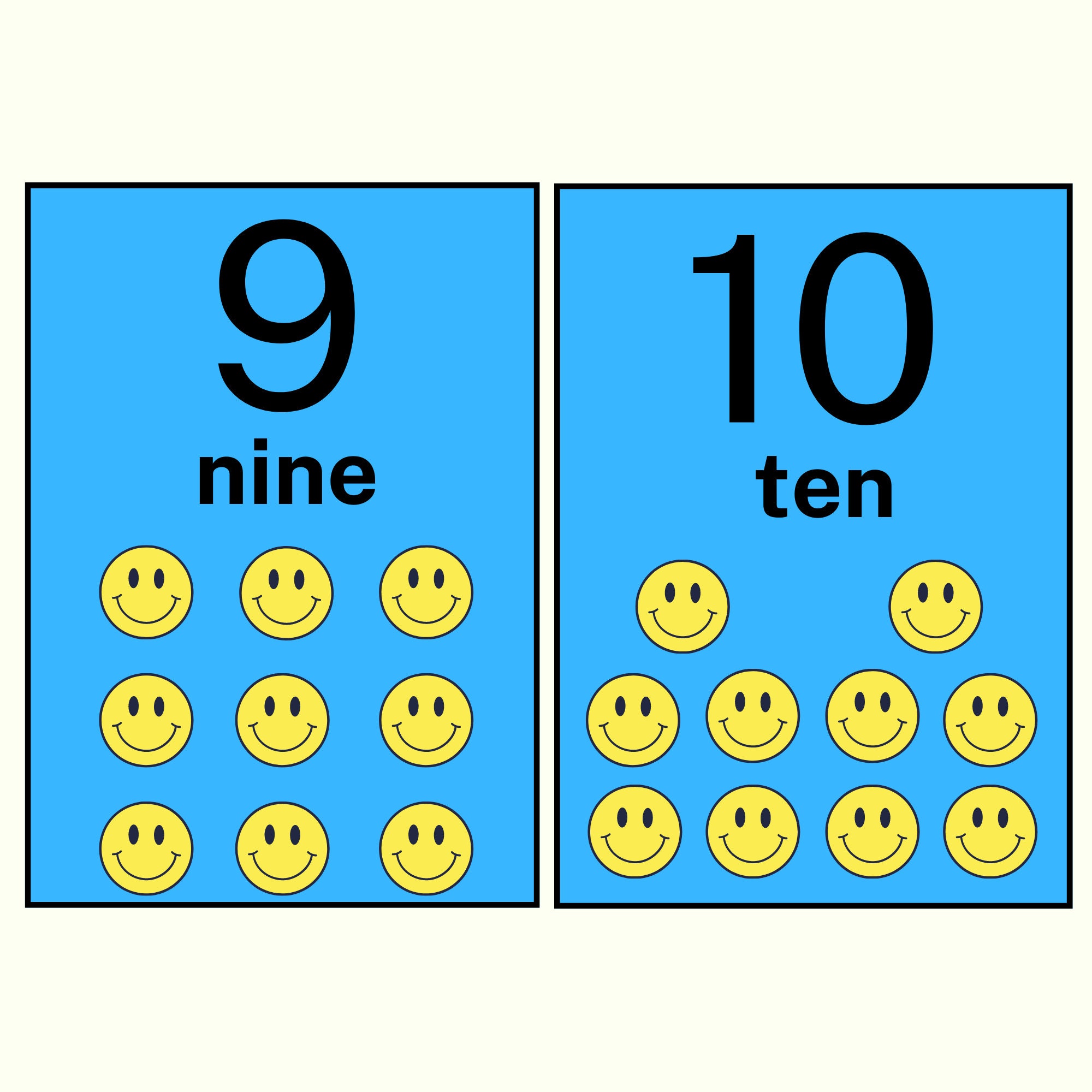 Happy Colorful Number Flashcards - Etsy