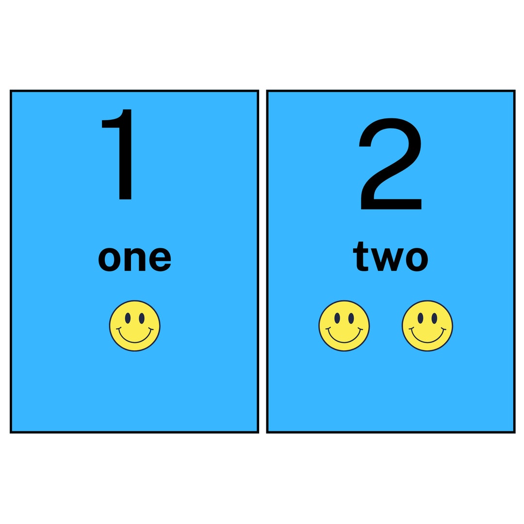 Happy Colorful Number Flashcards - Etsy