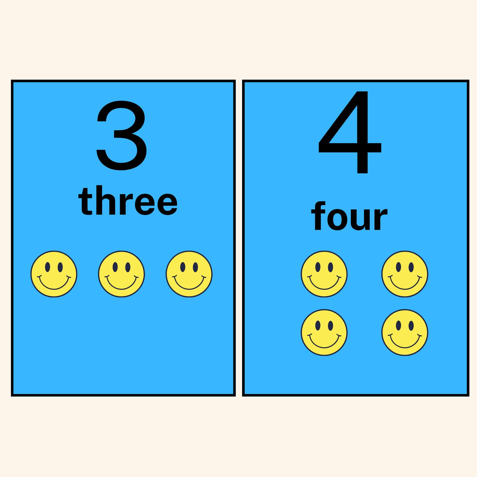 Happy Colorful Number Flashcards - Etsy