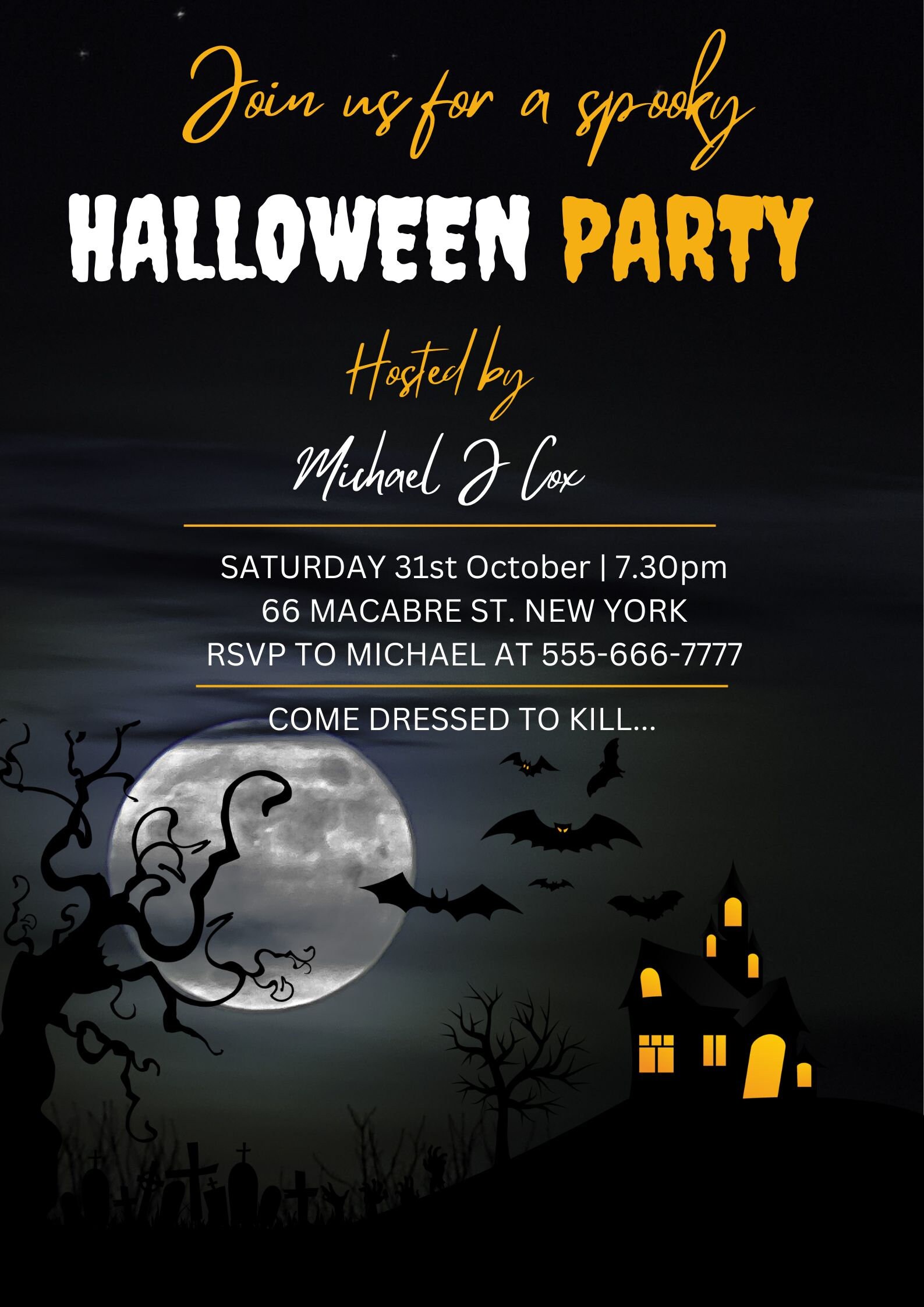 Electronic Halloween Party Invitation, Halloween Party Invite, Editable ...