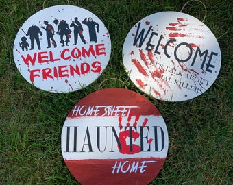 Signs Wall Hangings Halloween welcome sign scary welcome sign Halloween ...
