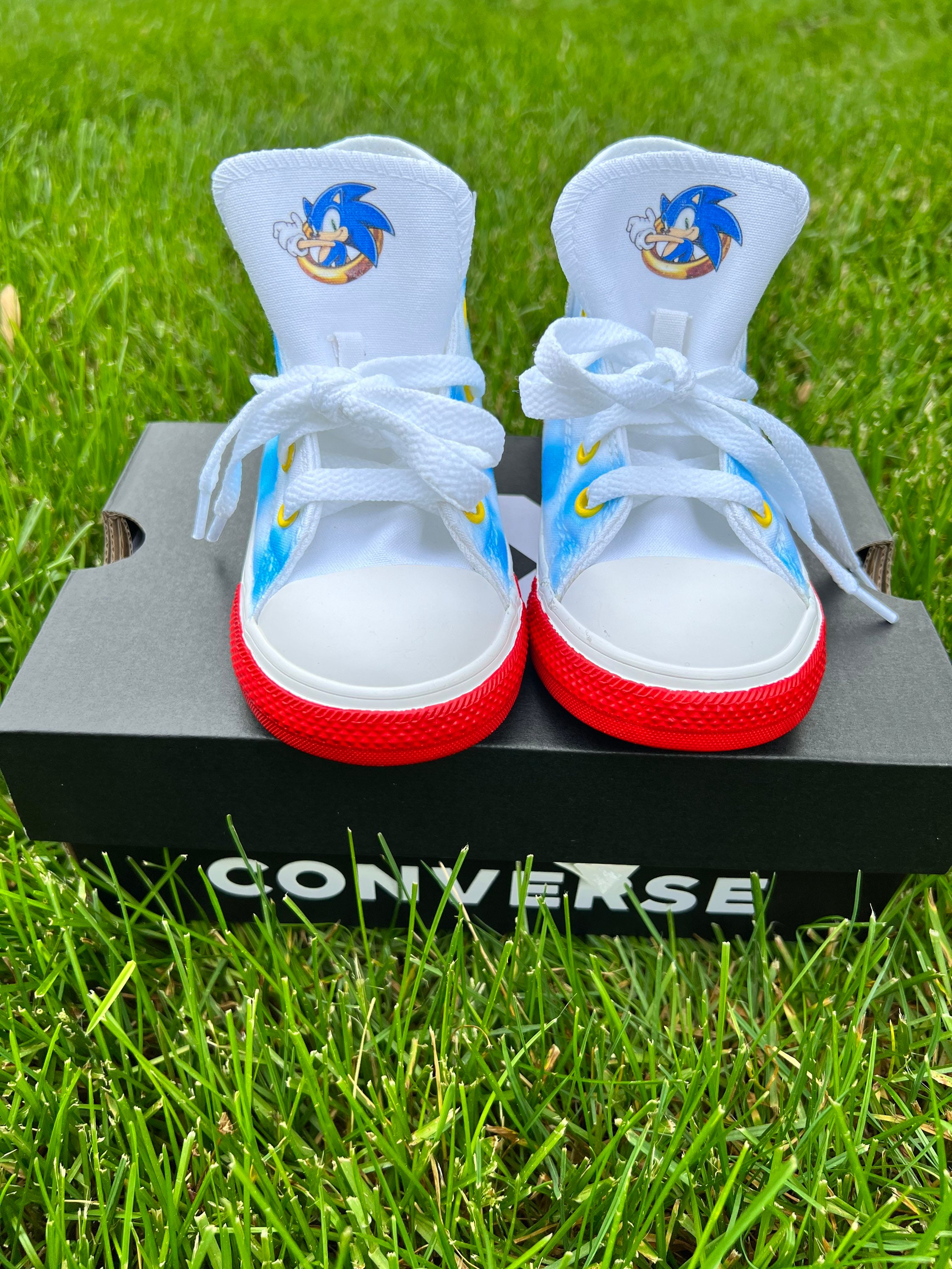 Authentic High Top Chuck Taylor Converse. Sonic Custom. Sonic Cartoon ...
