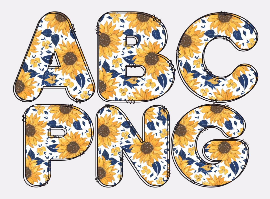 Sunflower Alphabet Letters PNG, Alphabet Doodle PNG, Letters Doodle PNG ...