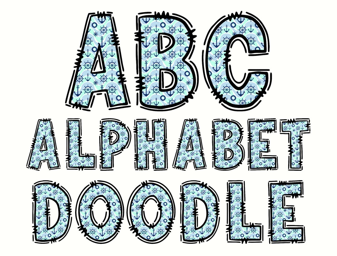Anchors Doodle Alphabet Clipart, PNG Design, Instant Download - Etsy
