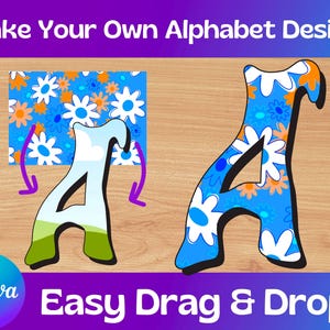 Canva Alphabet Template, Canva Frames, Easy Drag and Drop, Create Your ...
