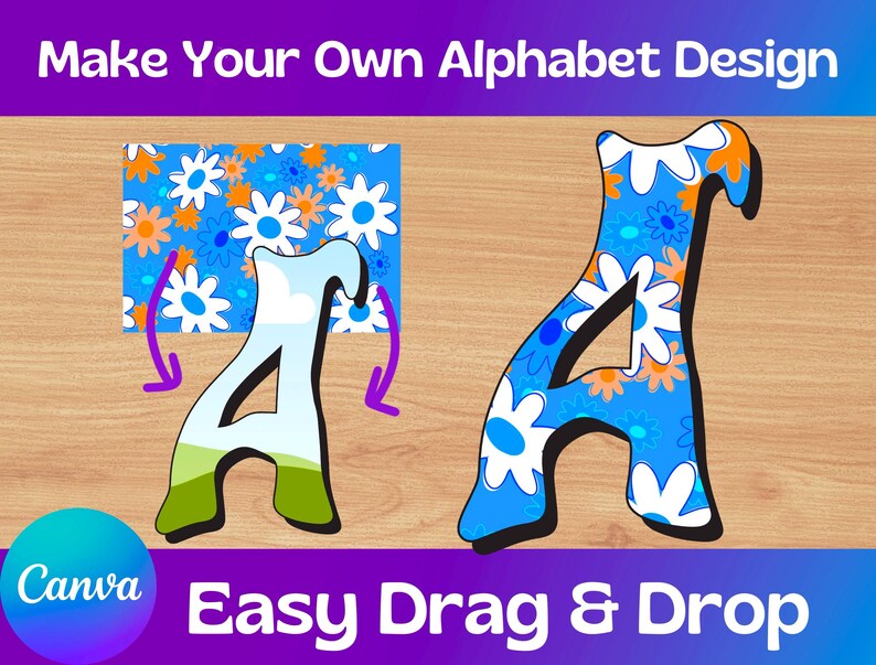 Canva Alphabet Template, Canva Frames, Easy Drag and Drop, Create Your ...