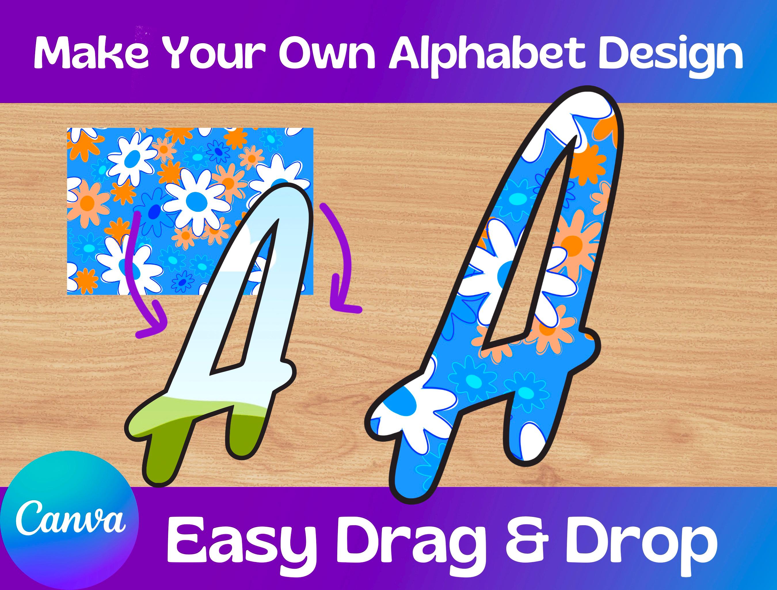 Canva Alphabet Template, Canva Frames, Easy Drag and Drop, Create Your ...