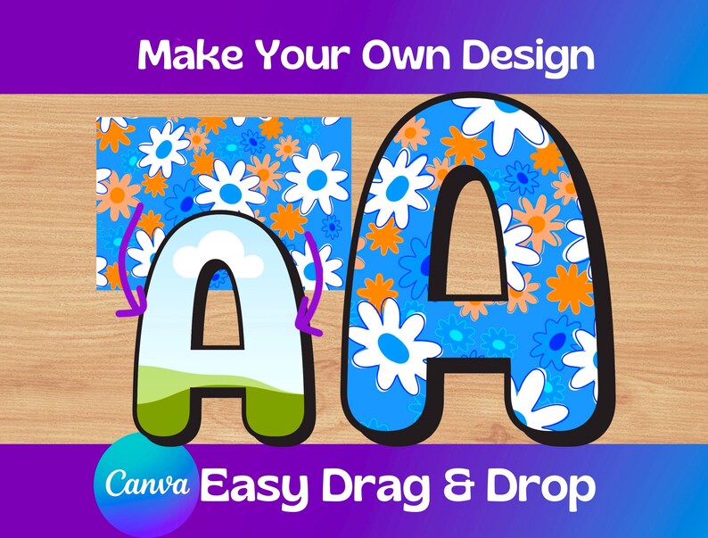 Canva Alphabet Template, Canva Frames, Easy Drag and Drop, Create Your ...