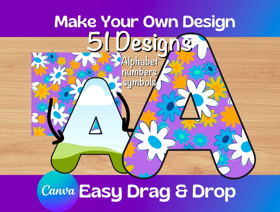 Canva Alphabet Template, Canva Frames, Easy Drag and Drop, Create Your ...