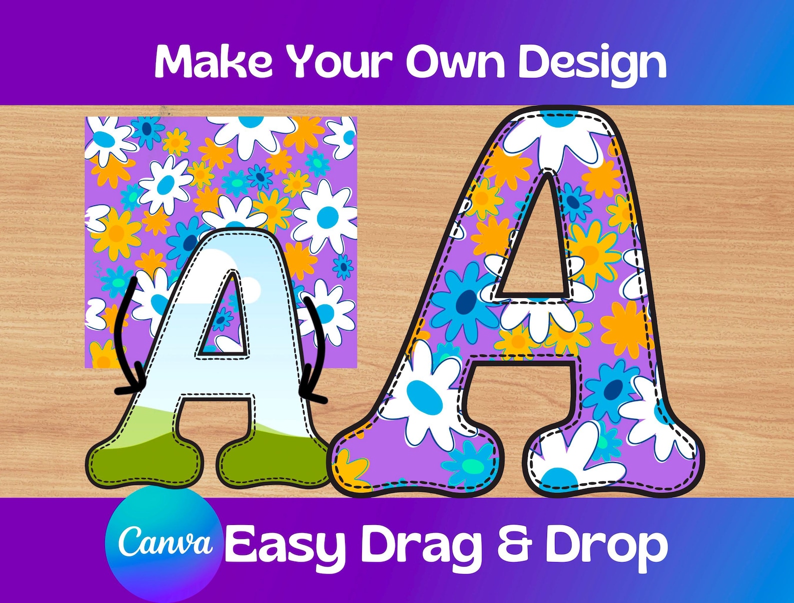 Canva Alphabet Template, Canva Frames, Easy Drag and Drop, Create Your ...