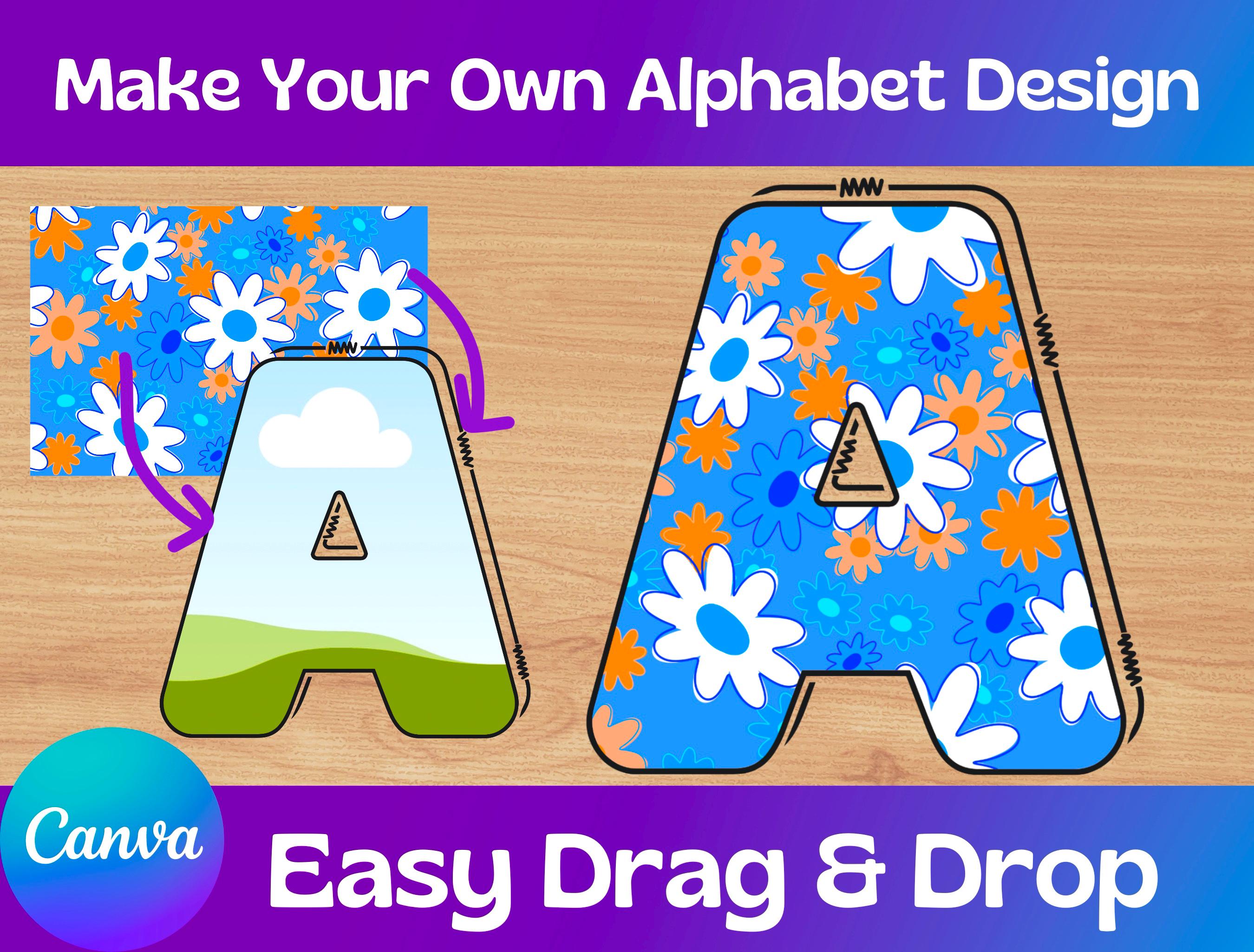 Canva Alphabet Template, Canva Frames, Easy Drag and Drop, Create Your ...