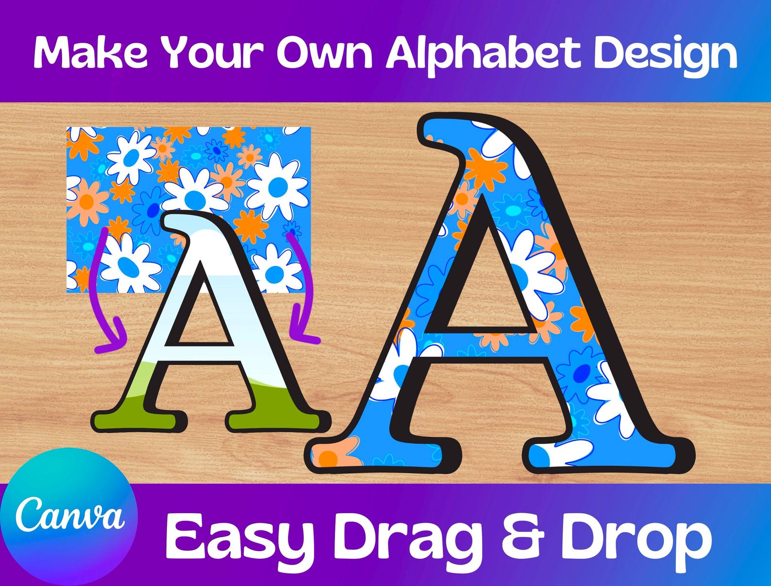 Canva Alphabet Template, Canva Frames, Easy Drag and Drop, Create Your ...