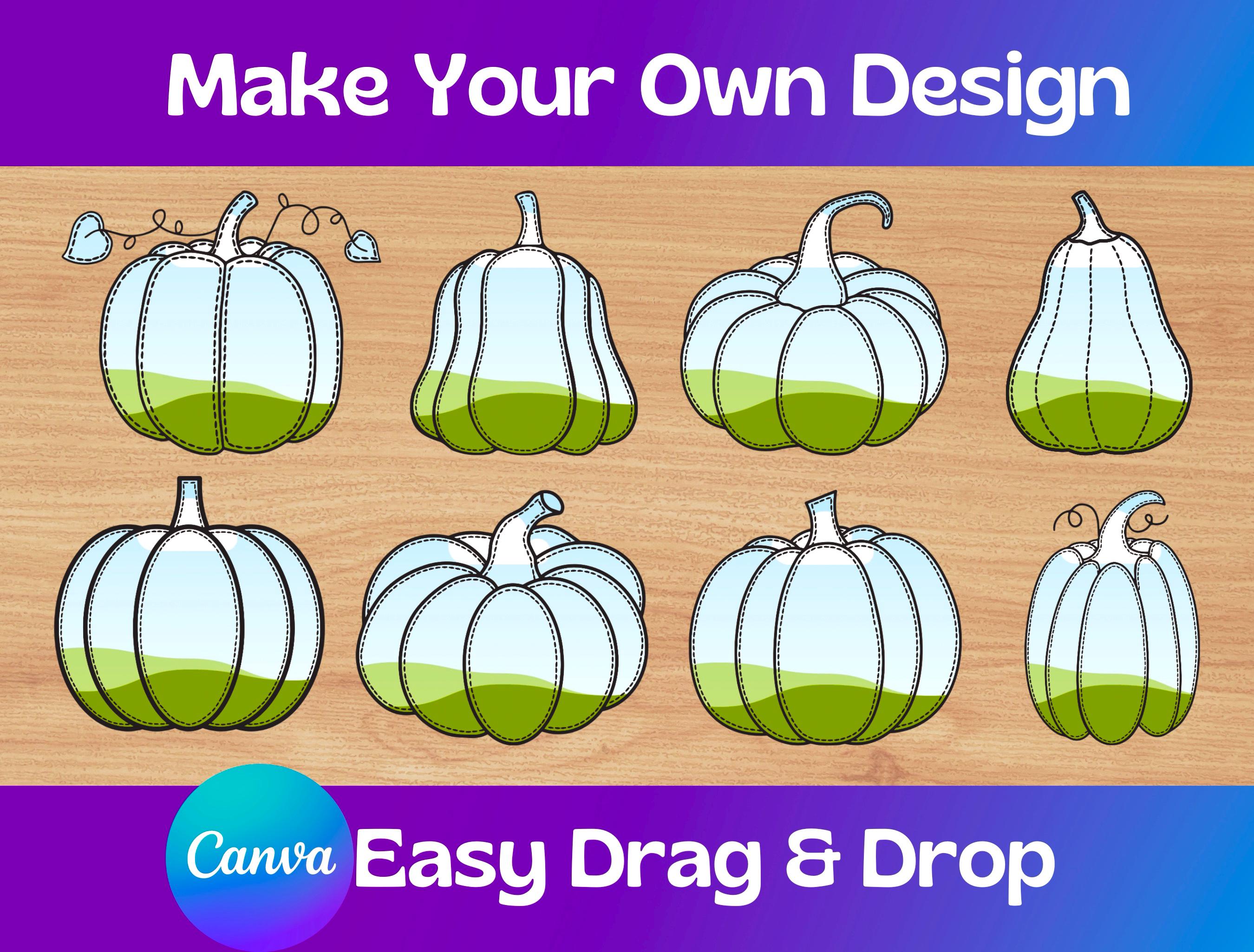 Fill Your Own Canva Template Frames, Stitched Pumpkin Canva Frames ...
