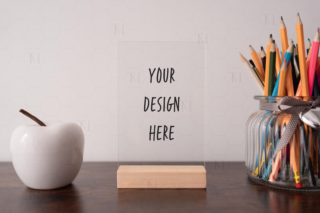 Acrylic Table Sign Mockup, Clear Acrylic Mockup, Acrylic Table Number ...