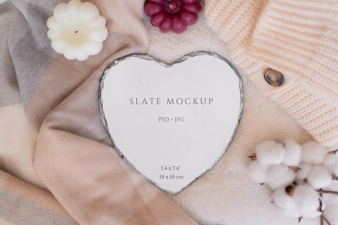 Heart Slate Mockup, Photo Slate Mockups, Dye Sublimation Slate Plaque ...