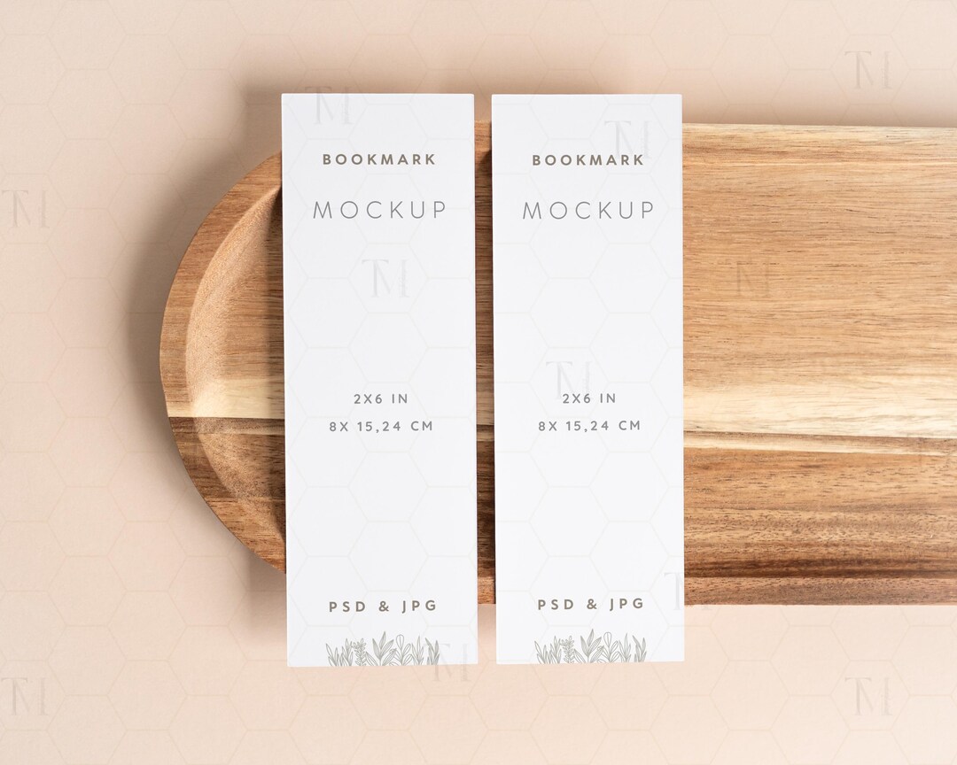 Double 2x6 Bookmark Mockup, PSD Stationery Mockup, Photobooth Mockup ...