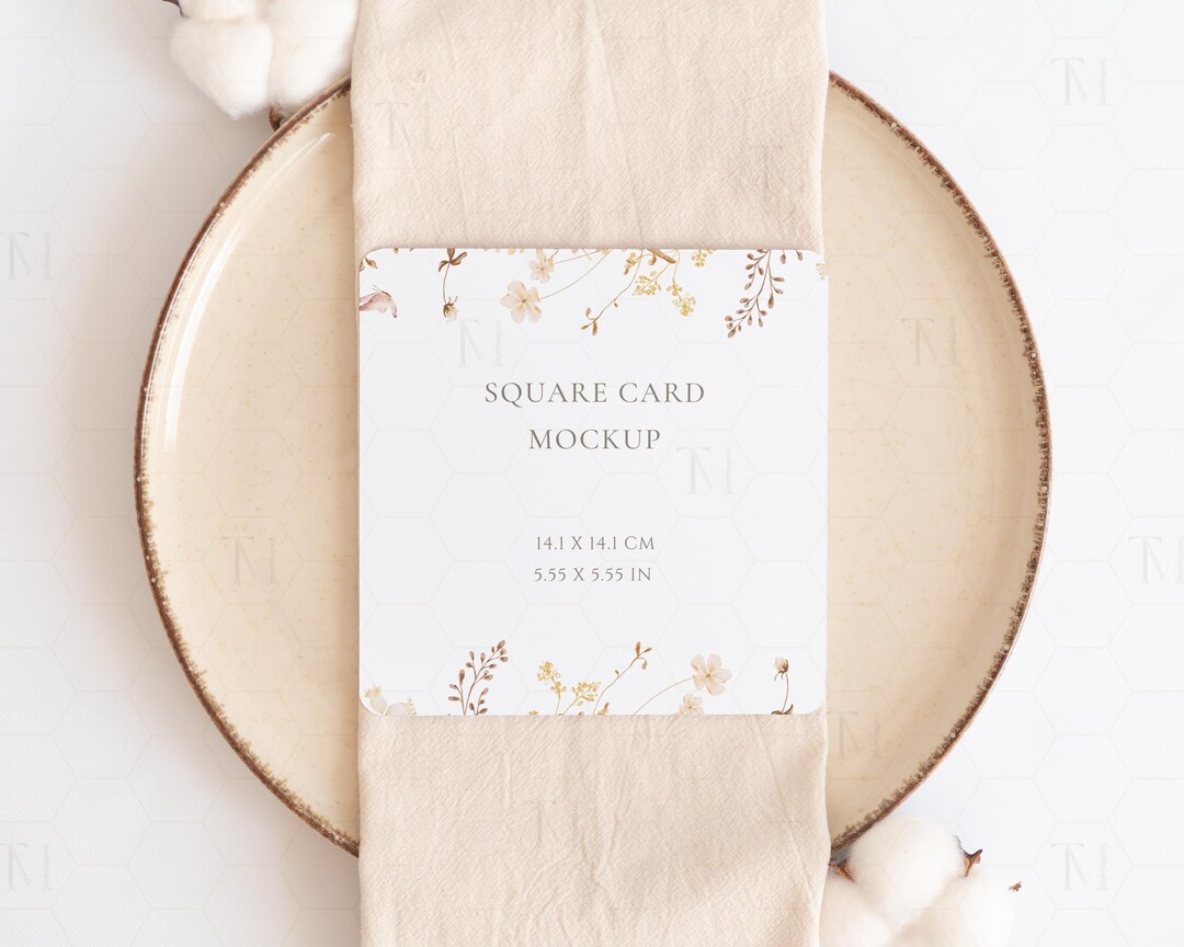 Square Card Mockup With Rounded Corners, Greeting Card Mockup, Place ...