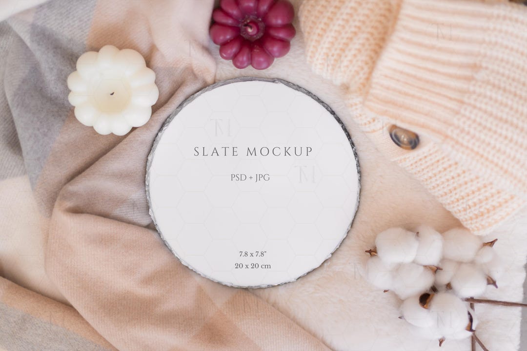 Round Slate Mockup, Photo Slate Mockups, Dye Sublimation Slate Plaque ...