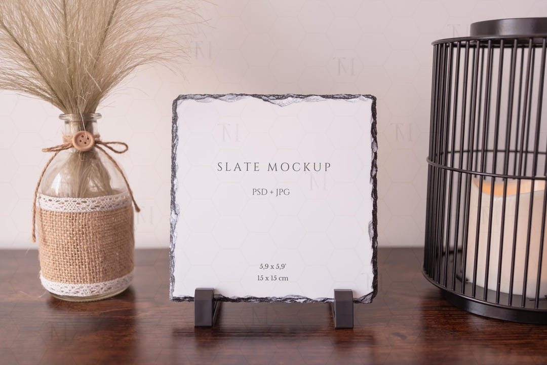 Square Slate Mockup, Photo Slate Mockups, Rock Slate Mockup, Dye ...
