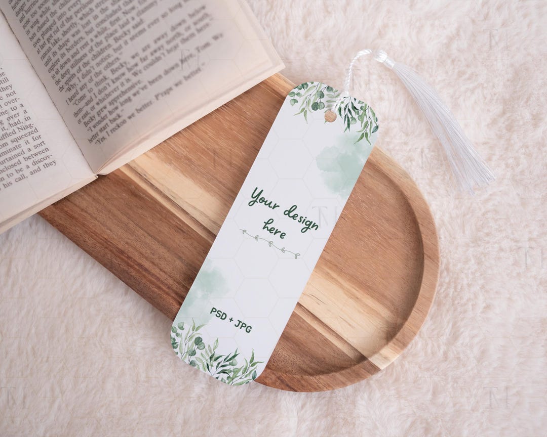PSD Bookmark Mockup 2x6, White Tassel Bookmark PSD, Smart Object Mockup ...