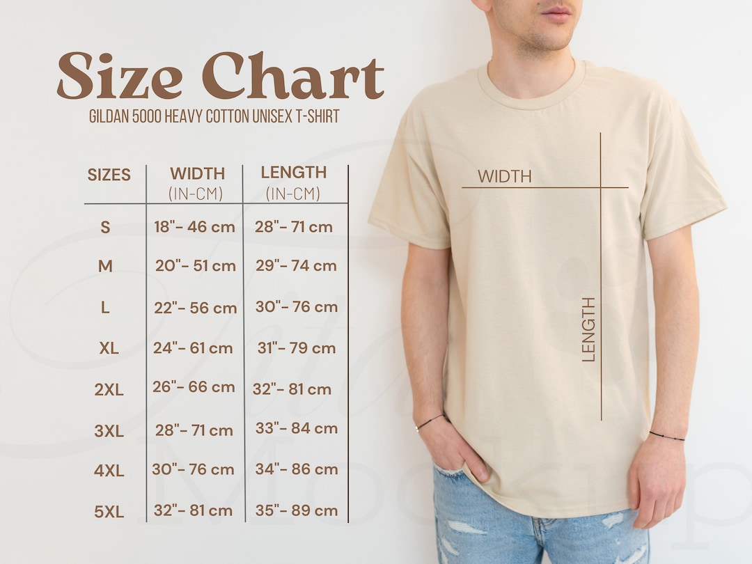 Gildan 5000 Size Chart, Gildan Unisex Heavy Cotton Tshirt Size Chart ...