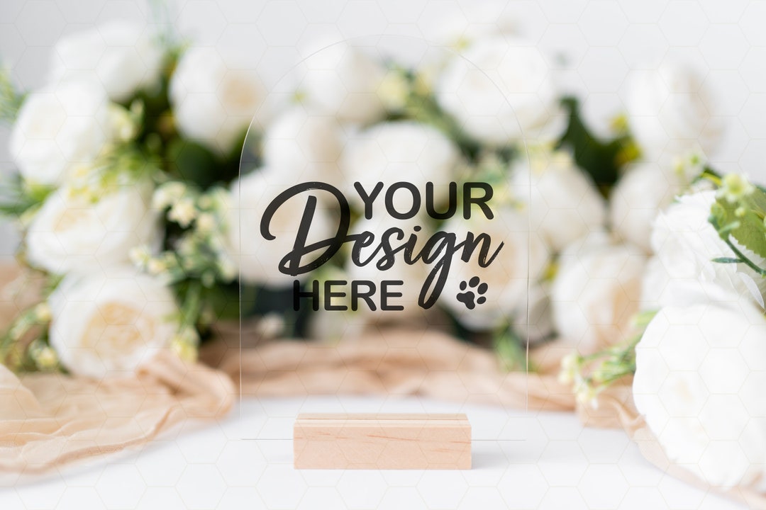 Arch Acrylic Table Sign Mockup, Acrylic Table Number Sign Mockup ...