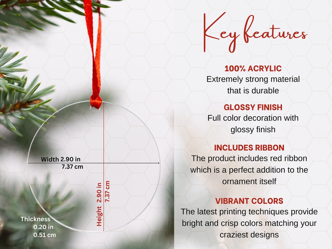 Acrylic Christmas Ornament Size Chart, Clear Ornament Key Features ...