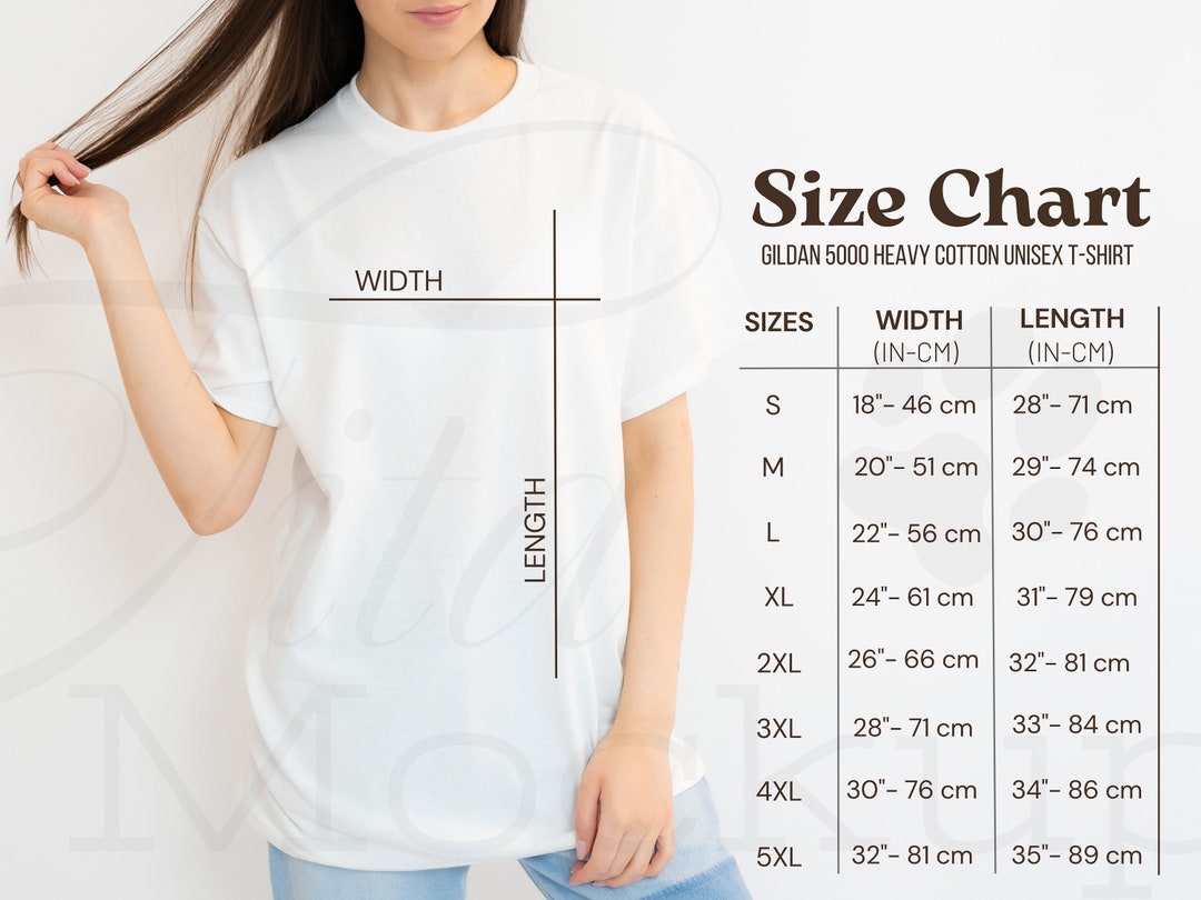 Gildan 5000 Size Chart, Gildan Unisex Heavy Cotton Tshirt Size Chart ...