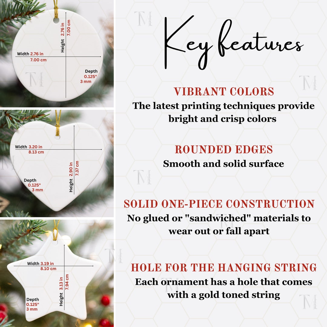 Ceramic Ornament Size Chart, Round Ornament Printify Mockup ...
