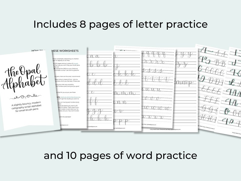 Modern Calligraphy Alphabet Practice Sheets Printable Templates ...