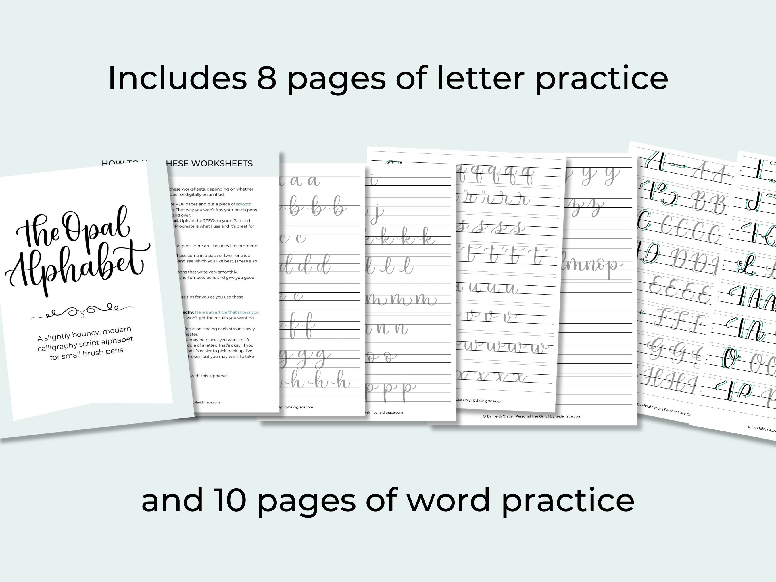 Modern Calligraphy Alphabet Practice Sheets Printable Templates ...