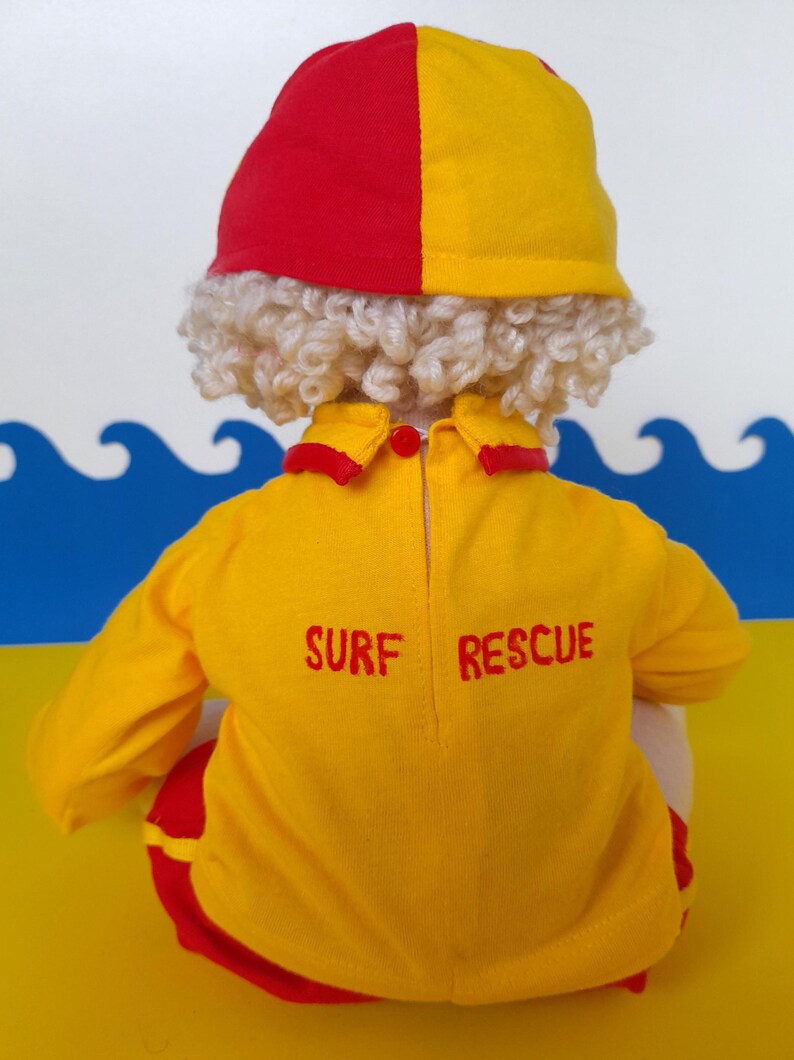 Handmade Boy Rag Doll 45cm Surf Life Saver Curly Fair Hair & Blue Eyed ...