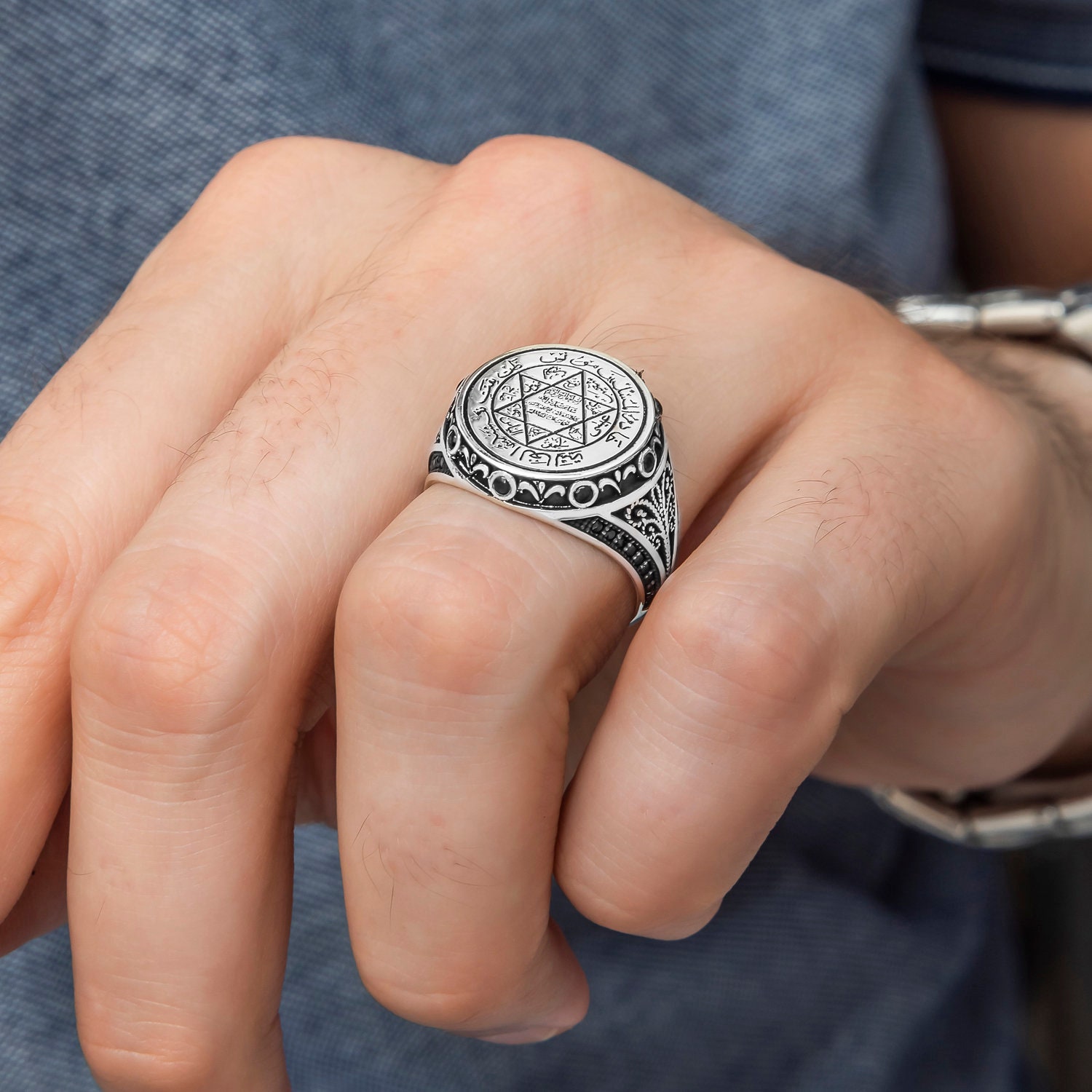 Anillo de plata de David, accesorios de fe, símbolo de significado ...