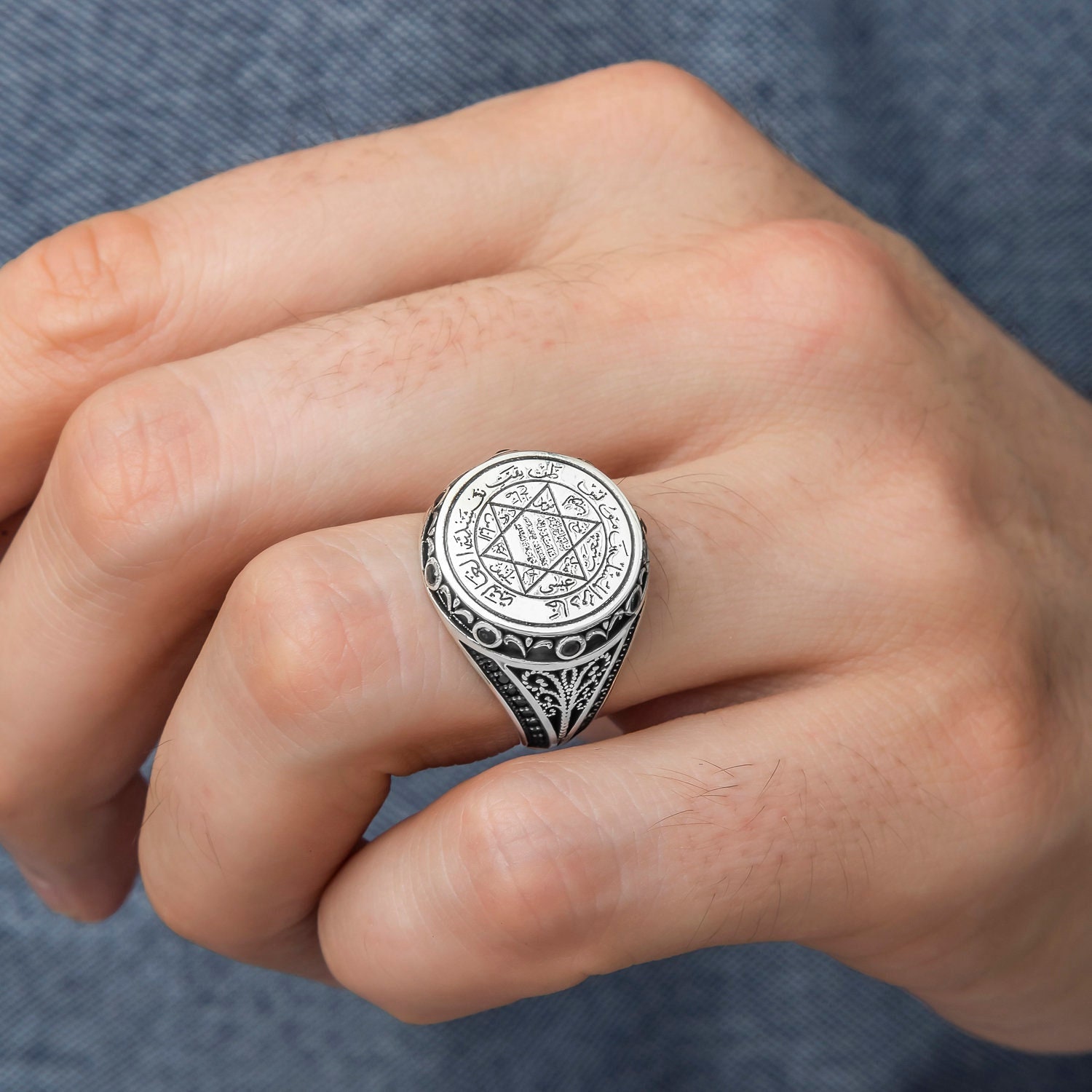 Anillo de plata de David, accesorios de fe, símbolo de significado ...