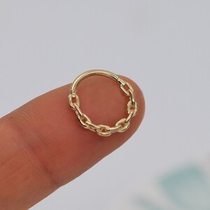 14k Solid Gold Link Shape Septum Ring Daith Earring Tragus Helix Cartilage Daith Conch Piercing ...