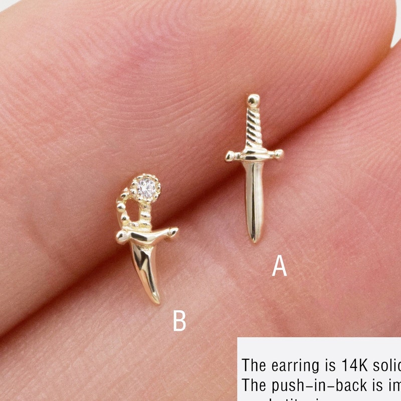 Gold Knife Earrings Studs - Etsy