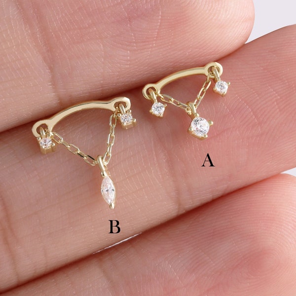 Gold Floating Helix Chain Earring Etsy