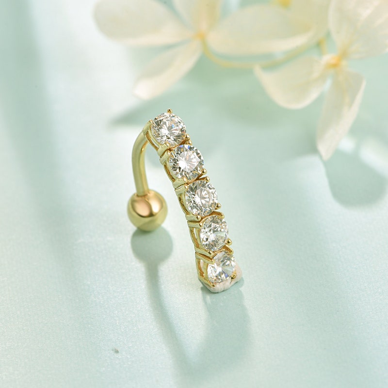 14k Gold Navel Ring - Etsy