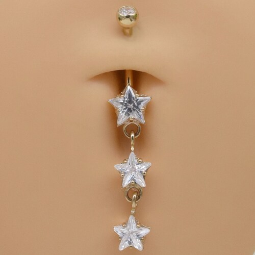 14k Solid Gold Navel Belly Button Ring..14g..10mm - Etsy