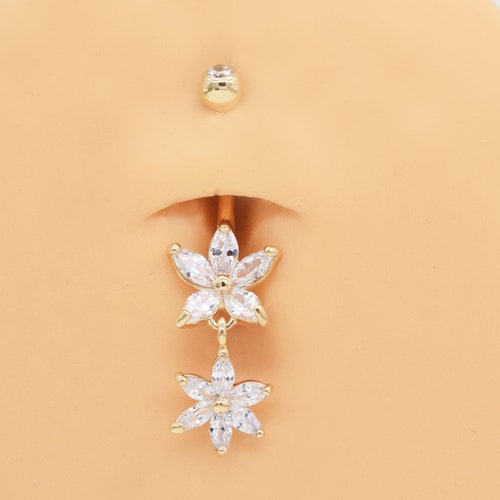 14k Solid Gold Opal Tear Drop Navel Belly Button - Etsy
