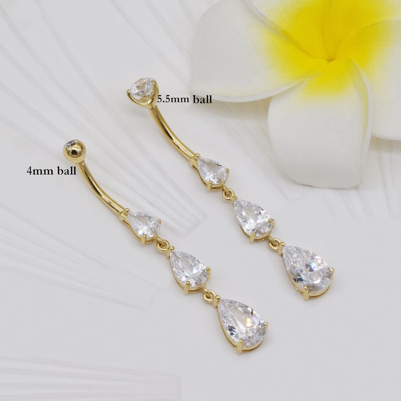 14k Belly Rings Dangle - Etsy