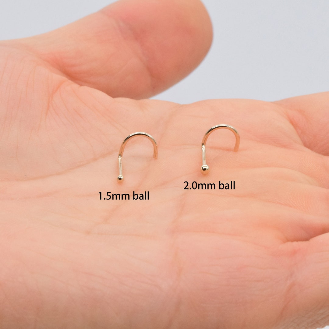 Buy 14k Solid Gold Ball Nose Stud Classic Beaded Nose Ring Gold Nose ...