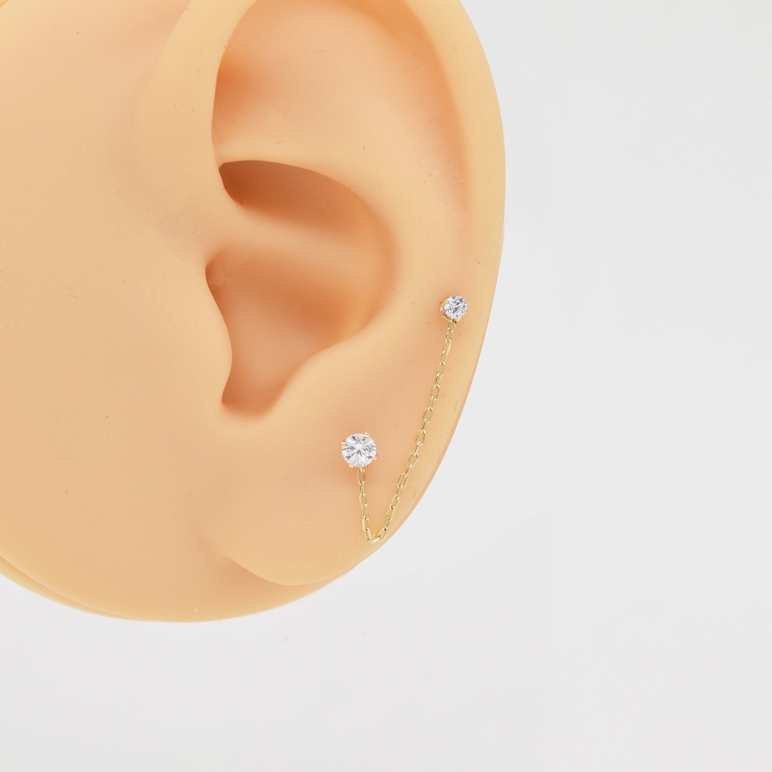 14K Solid Gold Chain for Earring Helix Chain Ear Jacket Chain Charm ...